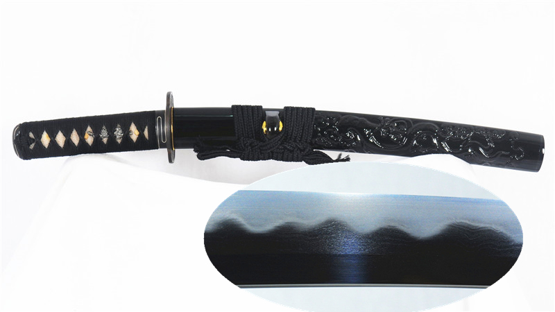 Handmade Tamahagane Tanto Japanese Sword Clay Tempered Iron Tsuba Sharp ...